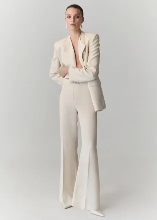 Mango Pantalon de tailleur droit vanille - Femme - 32 - MANGO
