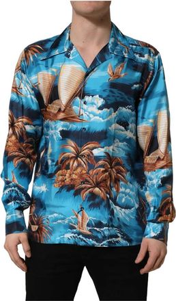 Dolce & Gabbana Homme, Chemises, Multicolore, Taille: 3XL Silk Twill Hawaiian GraphicPrint Shirt
