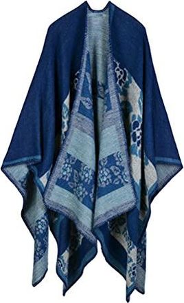 ORANDESIGNE Ponchos Capes Femme Élégant Poncho avec Franges Cape Tricoté au Crochet Poncho Châle Écharpe Cape Épaissie Chaud Hiver Foulard Cachemire Douce Châle T