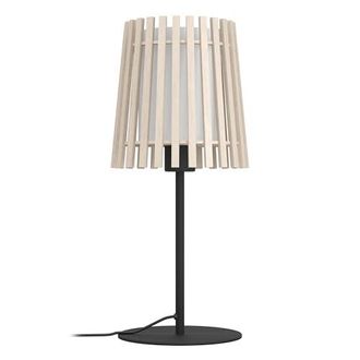 Eglo Tischlampe Fattoria, nat&uuml;rliche Nachttischlampe, Tischleuchte aus hellem Holz und wei&szlig;em Textil, Tisch-Lampe f&uuml;r Wohnzimmer und Schlafzimmer, E27 Fass