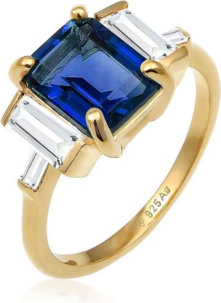 Elli Ring - Ring Cocktail Quartz Topas Edelstein 925 Silber ve - Gr. 52 MM - in Blau - für Damen