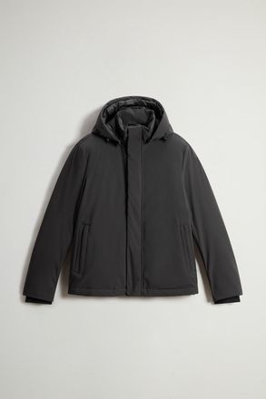 Woolrich Herren Wattierte Jacke aus Stretchnylon mit abnehmbarer Kapuze Schwarz Größe XXL