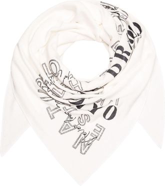 soccx Damen Dreieckstuch aus Flauschstrick mit Glitter Print Ivory, None