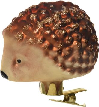 Decoris Christbaumschmuck Glas Igel 7.5cm auf Clip Waldtiere Natur Weihnachtskugel braun