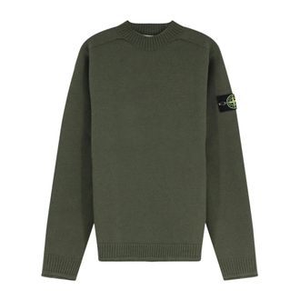 Stone Island Pullover mit Rundhalsausschnitt und Rippstrick - - Knitwear - Herren - Gr&uuml;n - 2XL