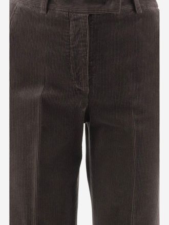 Ql2 Quelledue Womens Wide-Leg Corduroy Trousers Army Green Cotton