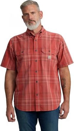 Carhartt Work in Progress Chemise à carreaux à manches courtes et coupe ample pour homme 106746, Mousse cramoisie, Taille 3XL