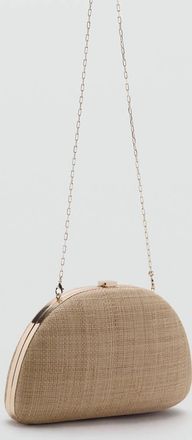 Mango Pochette en fibre naturelle beige - Femme - Taille unique - MANGO