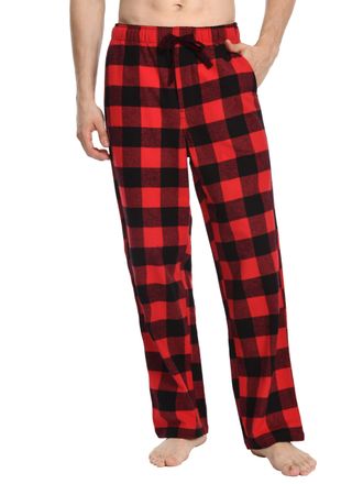 Nutria Herren Pyjamahose aus Flanell, 100% Baumwolle Kariert Weiche Schlafanzughose Warm Loungehose Nachtw&auml;sche U06