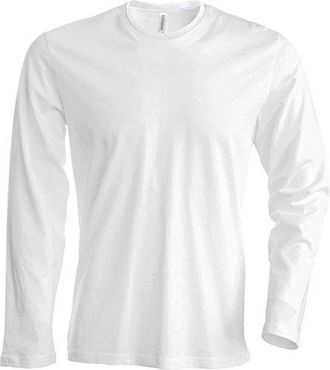 Kariban T-Shirt à Manches Longues Col Rond T-Shirt, Facile körperbetont,blanc,XL