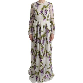 Dolce & Gabbana Langes A-Linien-Maxikleid mit langen &Auml;rmeln - - Dresses - Damen - Mehrfarbig - S