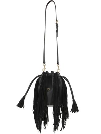Valentino Garavani sac porté épaule en cuir à franges - Noir