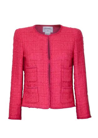 Chanel Pink Multi-Pocket Boucle Tweed Jacket Size S