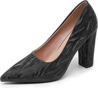 Generic Escarpins &agrave; talons hauts pour femme - Motif floral brillant - Bout pointu - &Eacute;l&eacute;gantes - Pour f&ecirc;te, mariage, Noir, 38.5 EU