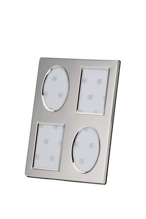 Silberkanne Familienrahmen f&uuml;r 4 Fotos Aussen 15,0 x 20,0cm versilbert