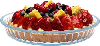 Simax Riess Kelomat Tortenbodenform aus Simax Borosilikatglas in der Farbe Transparent, Maße: 28cm x 28cm x 4cm, 3756-115