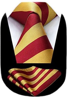 Hisdern Ensemble de cravate a rayures pour cravate et pochette pour mariage