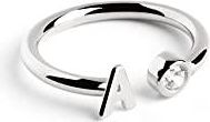 Singularu Bague personnalisée Letter Spark Plata. Ajustable. Argent 925 avec finition plaqué rhodium. Taille unique. Bijoux pour femme. Lettre A