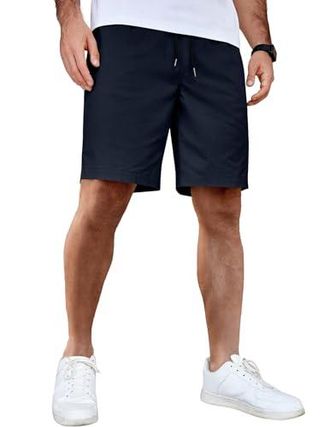 Coofandy Short d&eacute;t&eacute; d&eacute;contract&eacute; en coton avec cordon de serrage pour homme avec poches, bleu marine fonc&eacute;, XXL