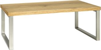 Haku Möbel Couchtisch edelstahloptik, Eiche, Echtholzfurnier, MDF, Metall, Wabenplatte - Maße: B 100 cm x H 38 cm x T 60 cm, Style: Modern