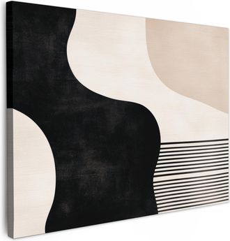 MuchoWow © Wandbilder 80x60 cm Schlafzimmer Home Deko Wohnung Bild Wohnzimmer Fotoleinwand Wand Bilder Leinwand Wall Decor Abstrakt - Japandi - Beige - Modern