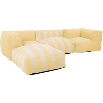 Oviala Canap&eacute; dangle ray&eacute; de jardin modulable 4 places jaune clair - Mixi