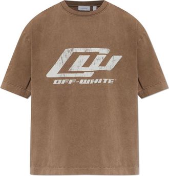Off-white Homme, Tops, Brun, Taille: XS T-shirt en coton avec logo frontal