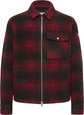 Moncler Moncler Chemise Zipp&eacute;e En Jersey &Agrave; Carreaux, Homme, Noir, Taille: Xxl