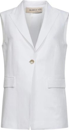 Blanca Vita Femme, Vestes, Blanc, Taille: 40 FR Veste sans manches &agrave; rabat boutonn&eacute;
