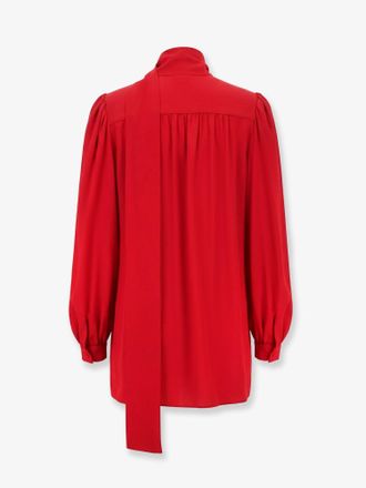 Valentino Womens Silk Shirt With Bow Red