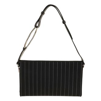 Dondup Clutch aus gestreiftem Fresko-Wolle - - Bags - Damen - Schwarzk - ONE SIZE