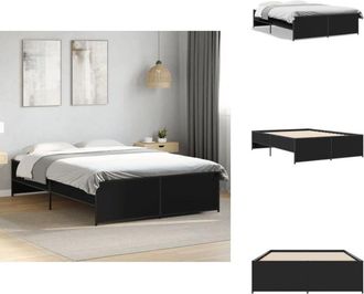 vidaXL Vidaxl - Cadre de lit sans matelas noir 140x190 cm - Cadre De Lit - Lit Double - Lit Noir - Lit Design - Meuble Chambre