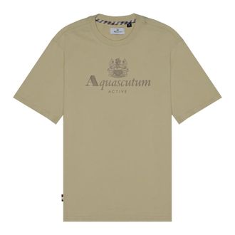 Aquascutum Aktives Gro&szlig;es Logo T-Shirt Beige - - Tops - Herren - Beige - S