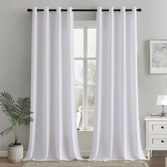 Miulee Voile Gardinen mit ösen Vorhänge Halbtransparent Stores Vorhang Transparente ösenschal Wohnzimmer Schlaufenschal 2er Set 140x260cm Weiß