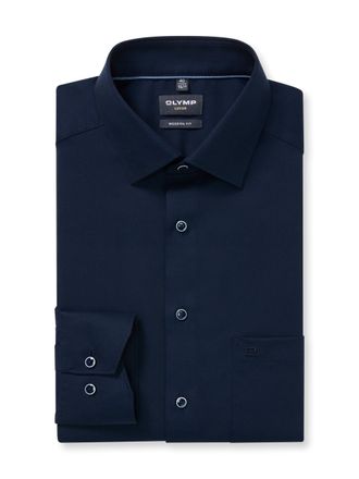 Olymp Herren Oberhemd Langarm 120589,Einfarbig,Modern Fit 20,New Kent,Nachtblau 14,44