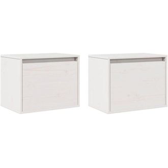vidaXL vidaXL Wandschr&auml;nke 2 Stk. Wei&szlig; 45x30x35 cm Massivholz Kiefer