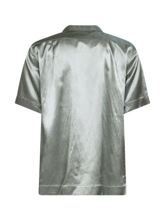 Dries Van Noten Mens Bowling Shirt Mint Green Cupro