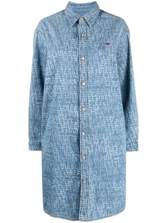 Diesel robe-chemise &agrave; logo imprim&eacute; - Bleu