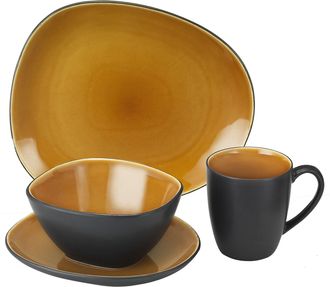 Van Well Elements Curry 16-tlg. Kombi-Service I 4 Personen I Geschirr-Set - Kaffee, Frühstück & Tafel I Je 4x Speiseteller, Frühstücksteller, Schalen & Kaffeeb