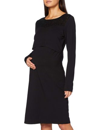 Noppies Damen Dress Nurs Corsham Kleid, Black - P090, 42 EU