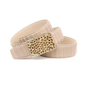 Anthoni Crown Unisex Ledergürtel Gürtel, Beige, 105