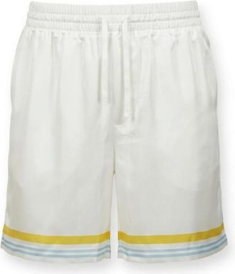 Casablanca Homme, Shorts, Blanc, Taille: S Tennis Landscape Silk Shorts
