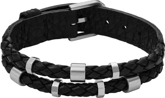 Fossil Armband für Männer Leather Essentials, Schwarzes Lederarmband, Länge: 256mm, Breite: 13.7mm, JF04473040