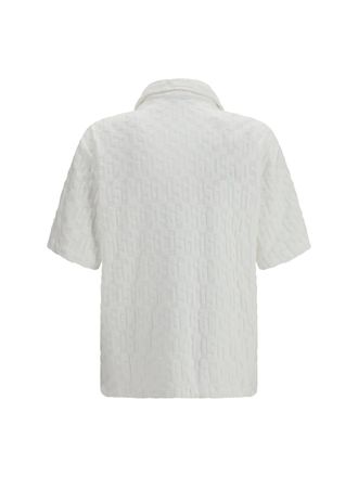 GCDS Mens Monogram Terry Shirt Optic White-White Cotton; Polyamide White/white