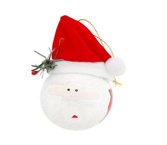 Krebs Glas Lauscha Weihnachtsdekoration/Christbaumschmuck aus Glas - Kugel mit Weihnachtsmann mit M&uuml;tze - Farbe: Wei&szlig; - Gr&ouml;&szlig;e: ca. 5,7 cm