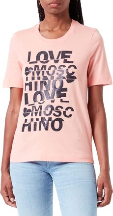 Love Moschino Damen Regular Fit Short Sleeves With Glitter Cut T Shirt, Rosa, 38 EU