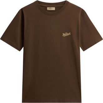 Woolrich Cotton Graphic T-Shirt - - Tops - Herren - Braun - L