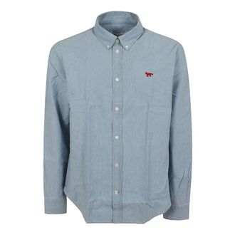 Maison Kitsun&eacute; Homme, Chemises, Bleu, Taille: S Profile Fox Regular Shirt