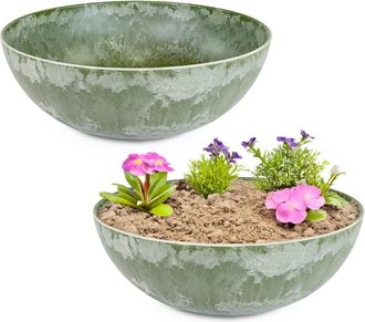 Matches 21 matches21 Pflanzschalen für draußen - 2 Vintage Dekoschalen grün marmoriert als Blumentopf Pflanztopf - Schale in 20 cm als Garten Vogeltränke Balkon-