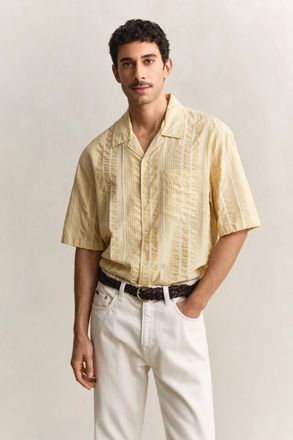 GANT Herren Seersucker Kurzarm-Hemd (XXXL) LIGHT MUSTARD Gelb